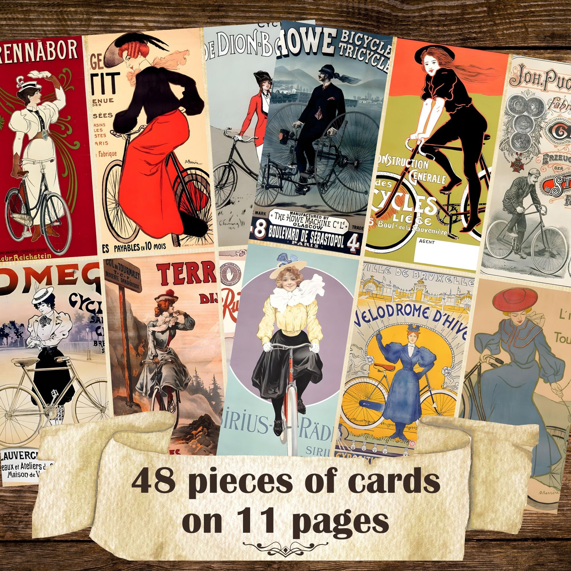 Printable Vintage Bicycle Junk Journal Kit, Downloadable Retro Cycling ...