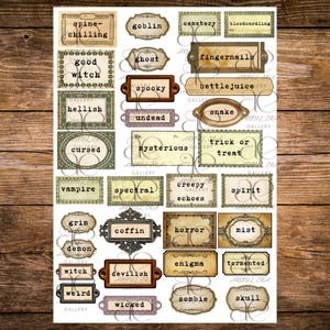 Spooky Halloween Word Tags: Vintage Printable Labels (90+ Pieces ...