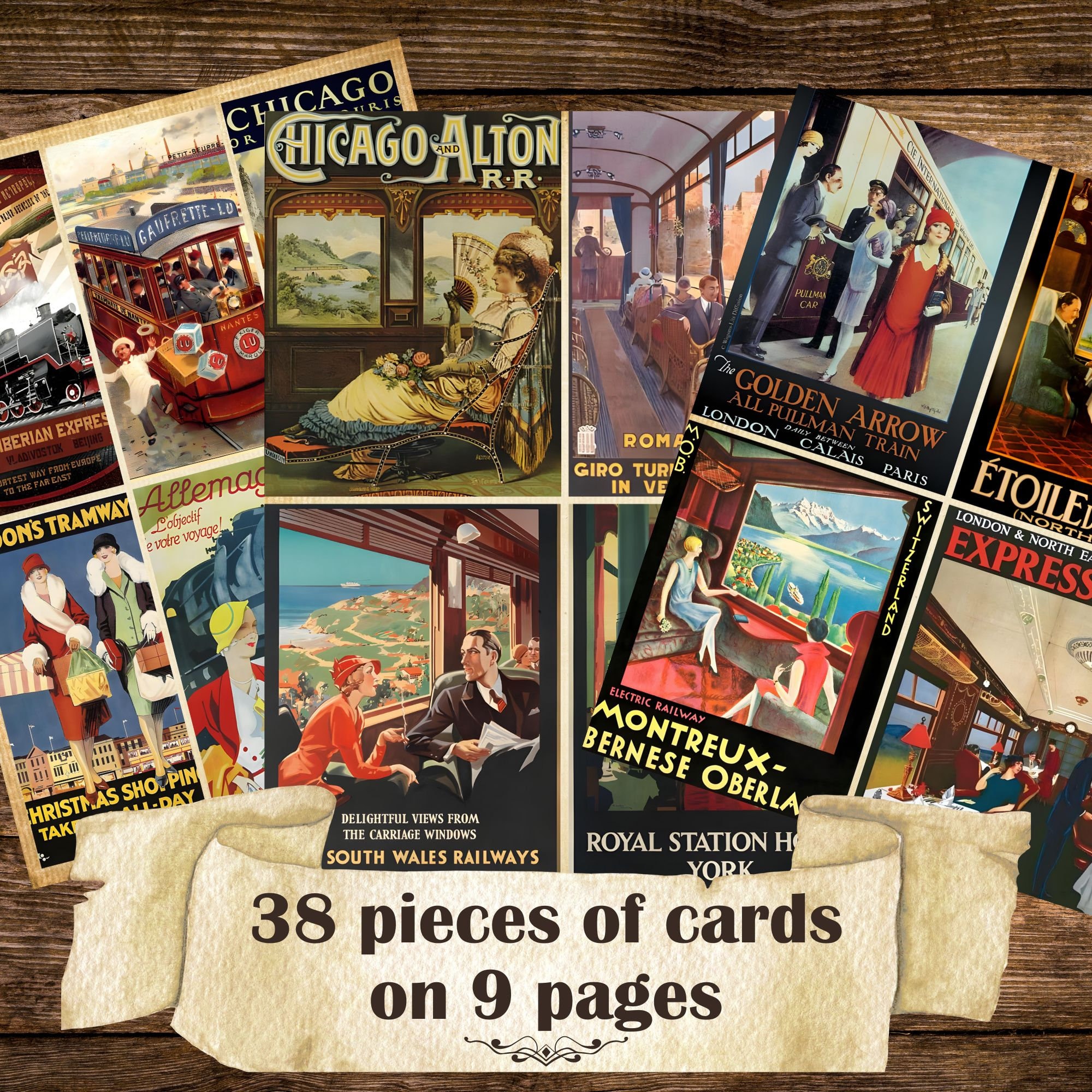 Printable Vintage Train Travel Kit, Downloadable Rail Journey Posters ...