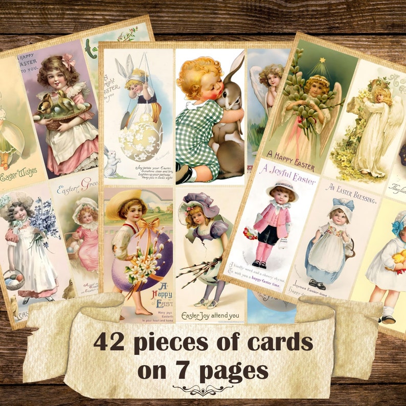 Printable Vintage Easter and Spring Pack, Postcards, Envelopes, Pockets ...