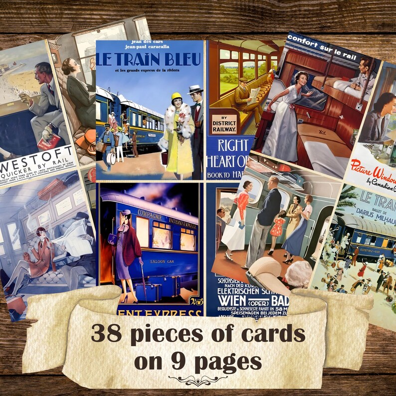 Printable Vintage Train Travel Kit, Downloadable Rail Journey Posters ...