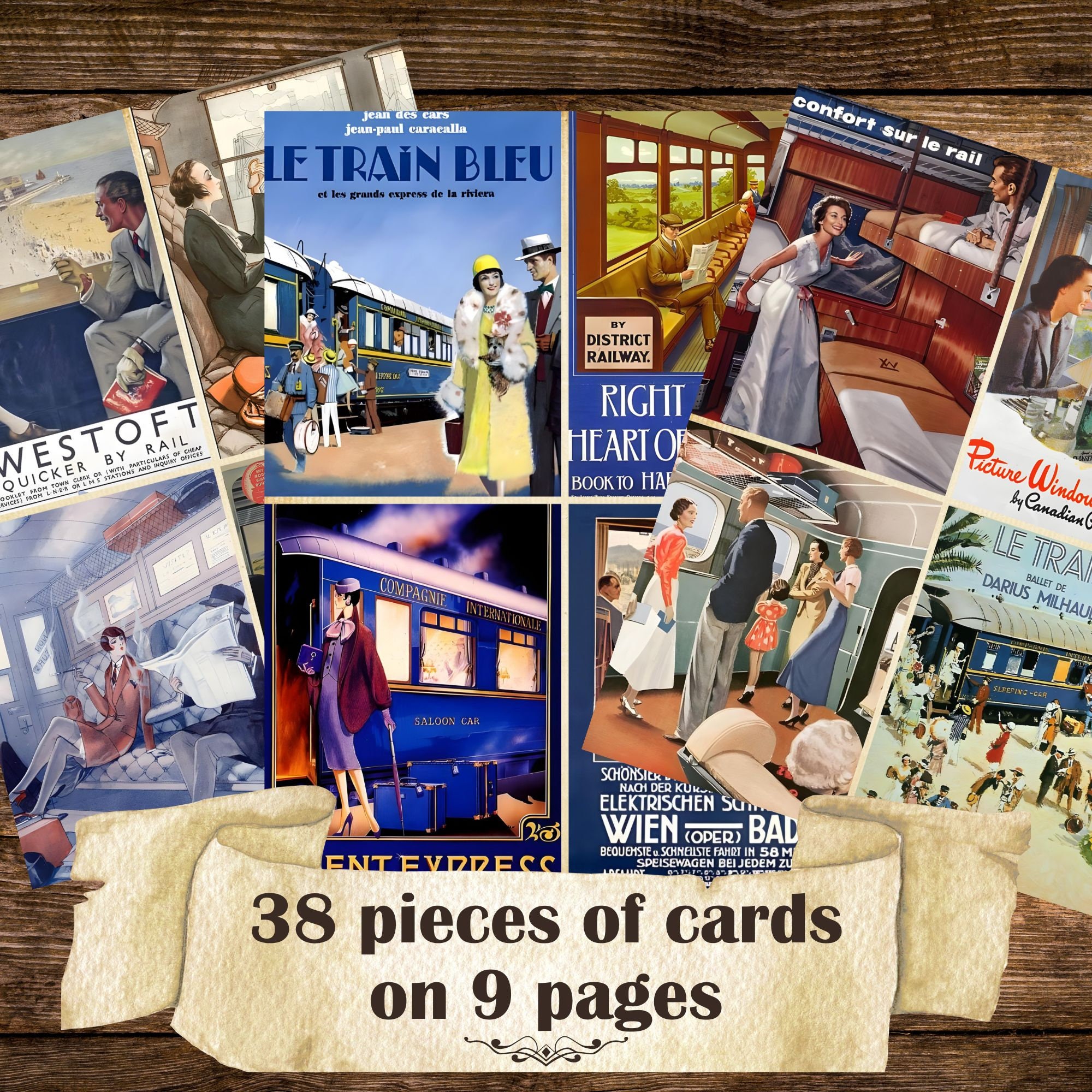 Printable Vintage Train Travel Kit, Downloadable Rail Journey Posters ...