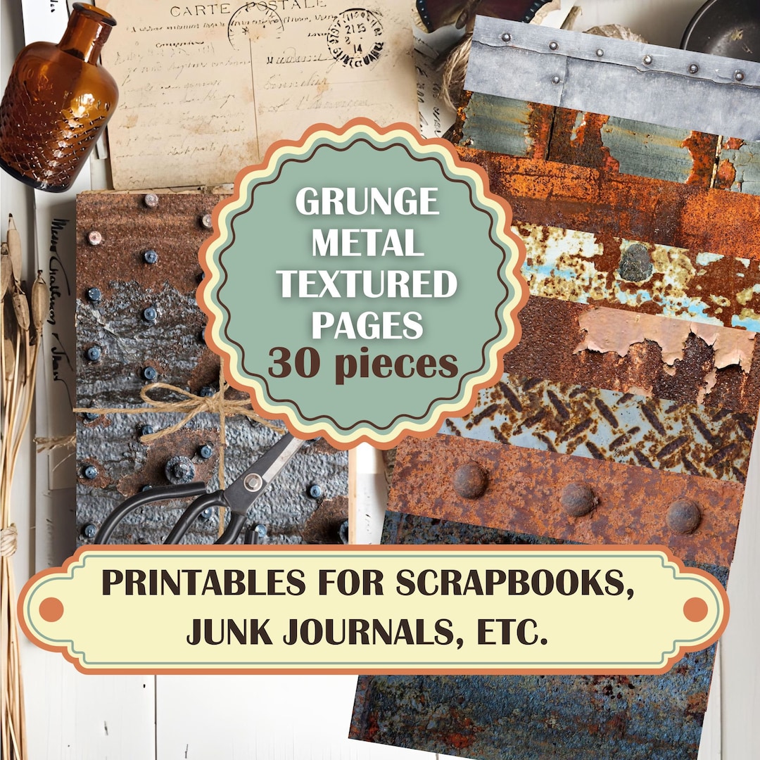 Grunge Metal Texture Scrapbook Paper: Rustic Distressed Backgrounds ...