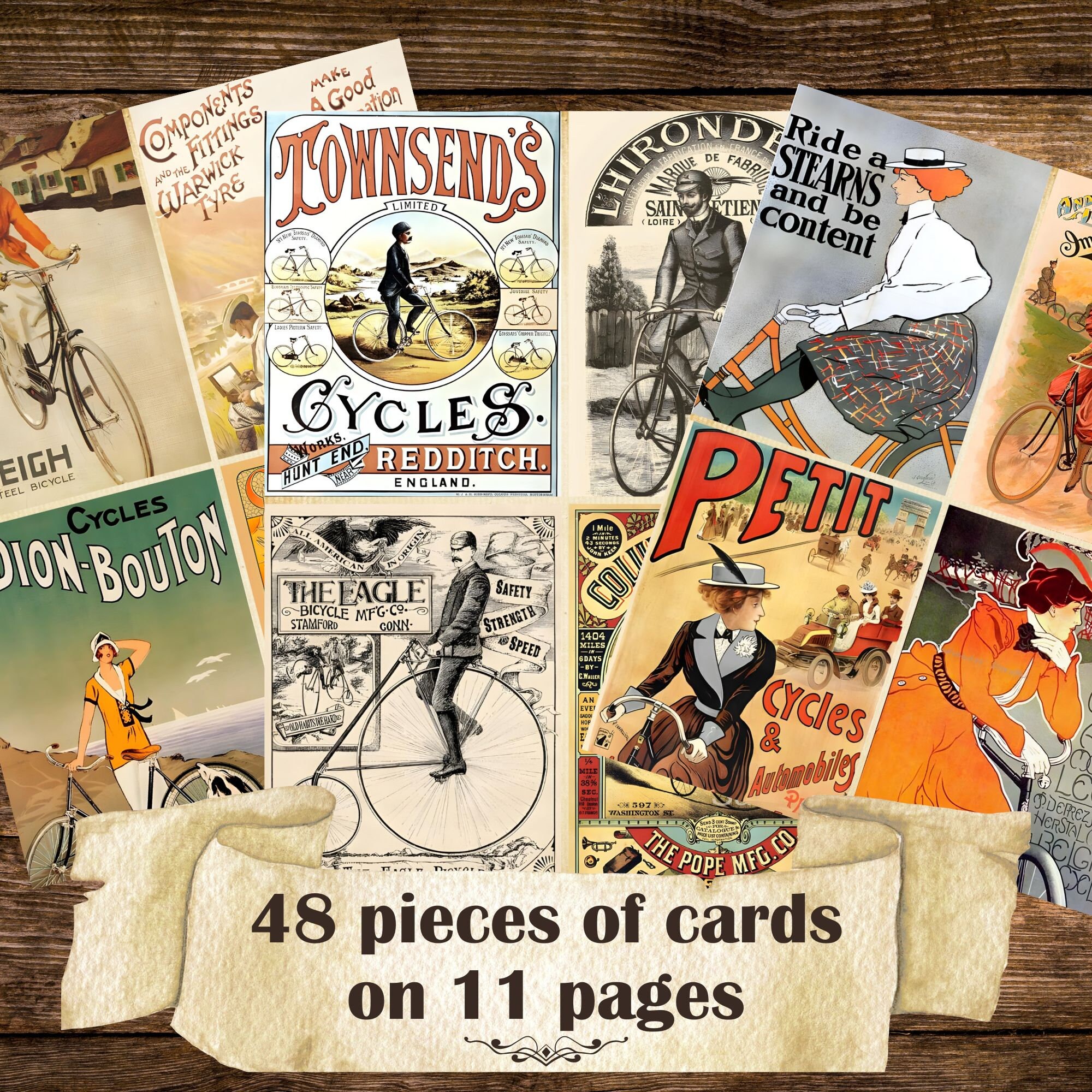 Printable Vintage Bicycle Junk Journal Kit, Downloadable Retro Cycling ...