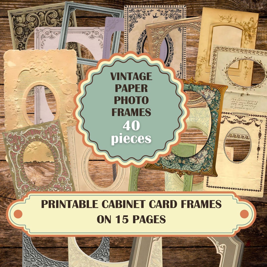 Vintage Photo Frames Printable: Antique Paper Ephemera (digital ...