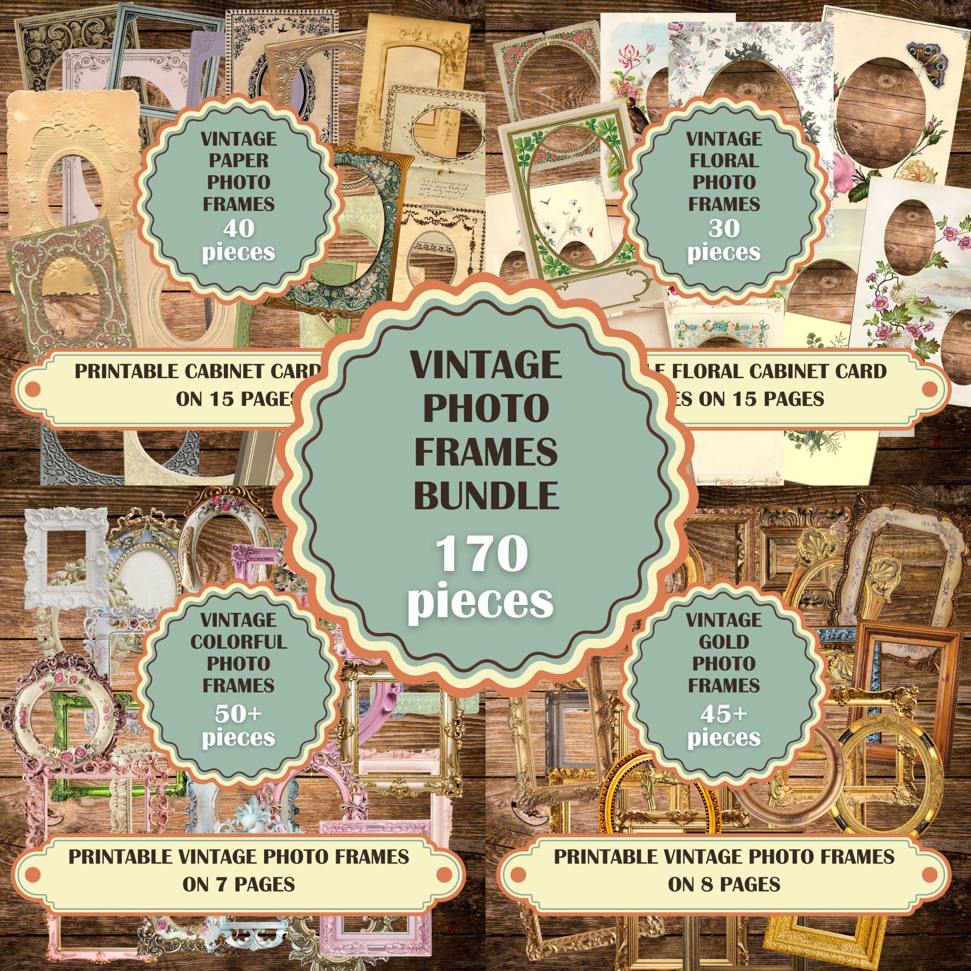 Vintage Photo Frames Bundle: Printable Antique Gold Ephemera (digital ...