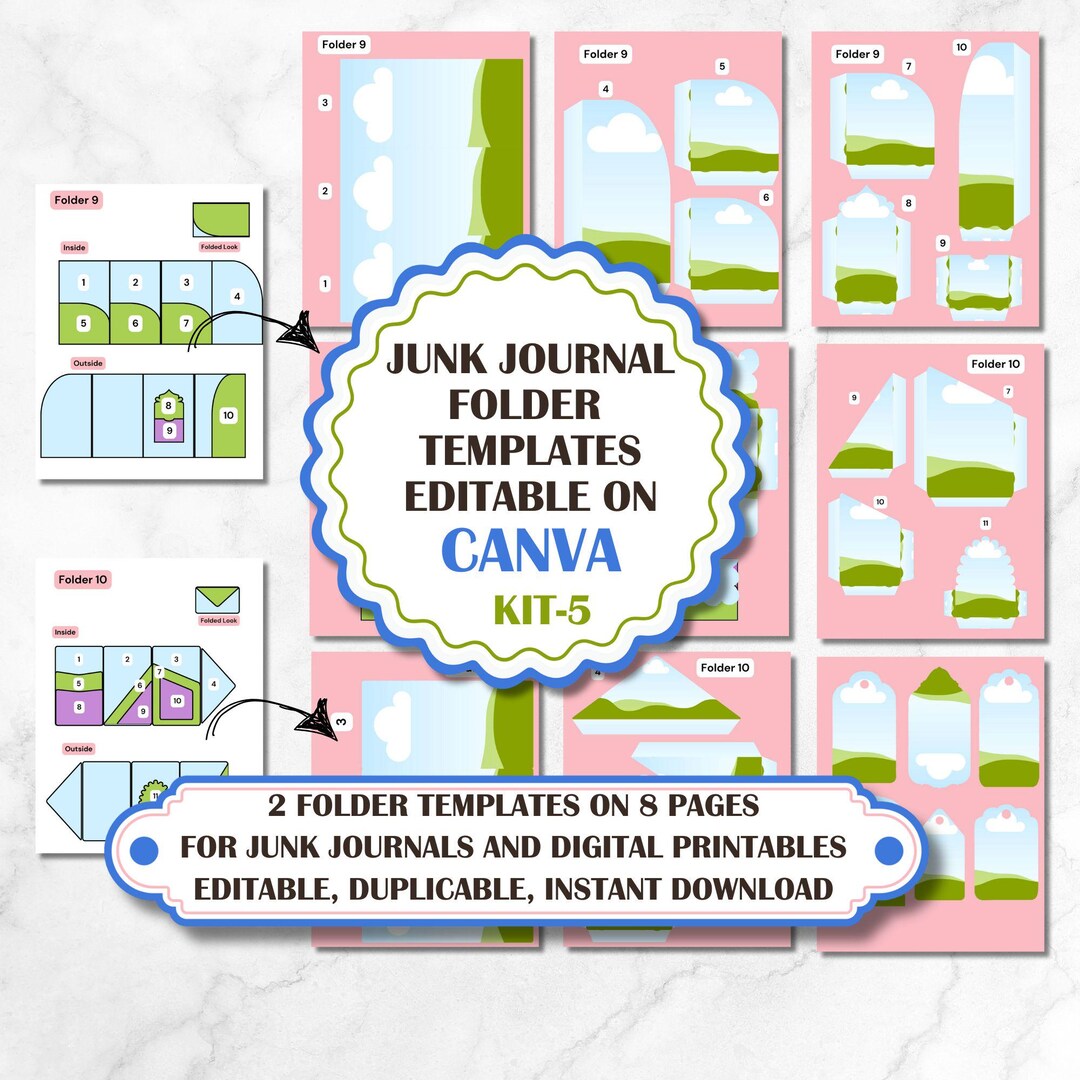 Canva Junk Journal Folder Templates: Editable Folio Designs (digital ...