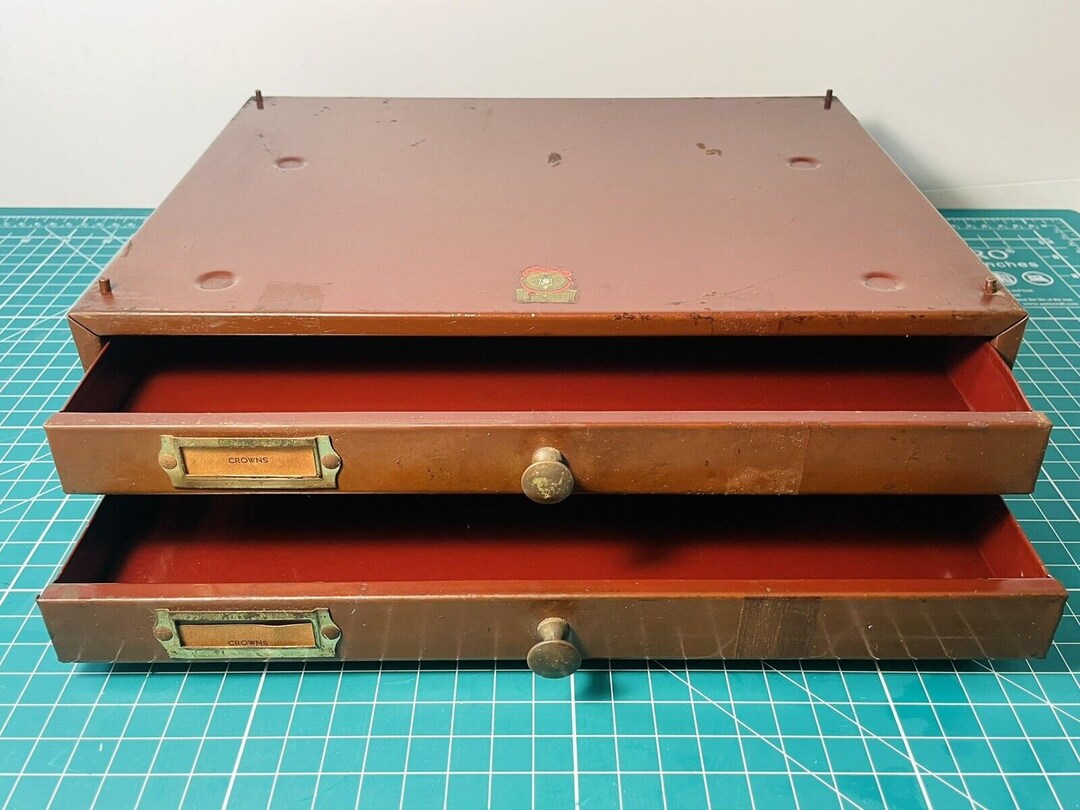 VTG Swartchild Watchmakers Metal 2 Drawer Cabinet Box in Working Order ...