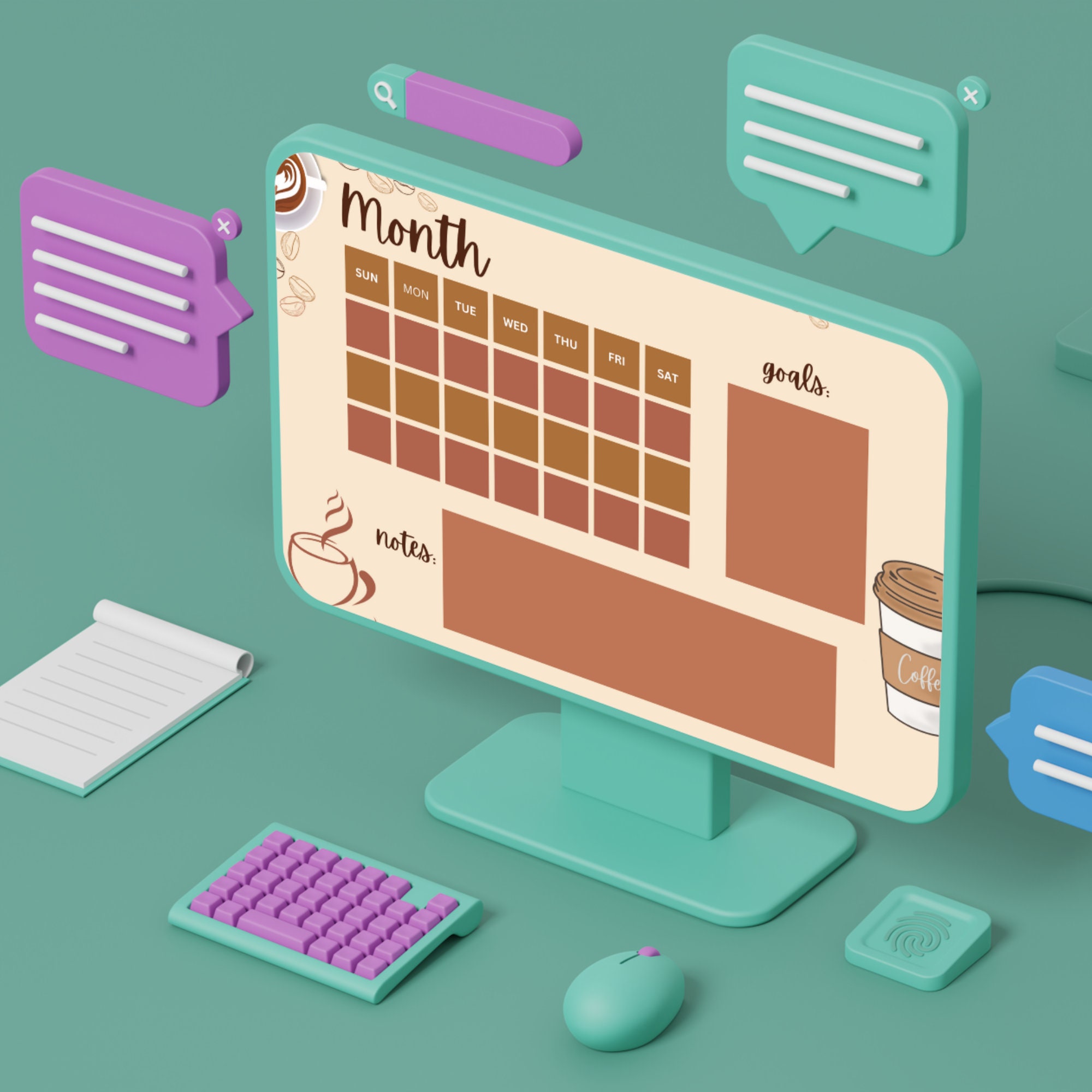 Coffee Theme Planner Printable Planner Daily Planner Weekly Planner ...