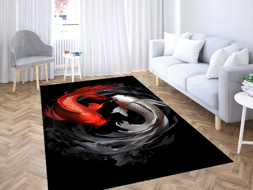Yin Yang, Koi Fishes, Fish Pattern Rug, Yin and Yang Design Rug ...