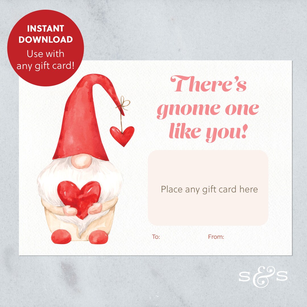 There's Gnome One Like You Gift Card Holder, Valentine's Day Thank You ...