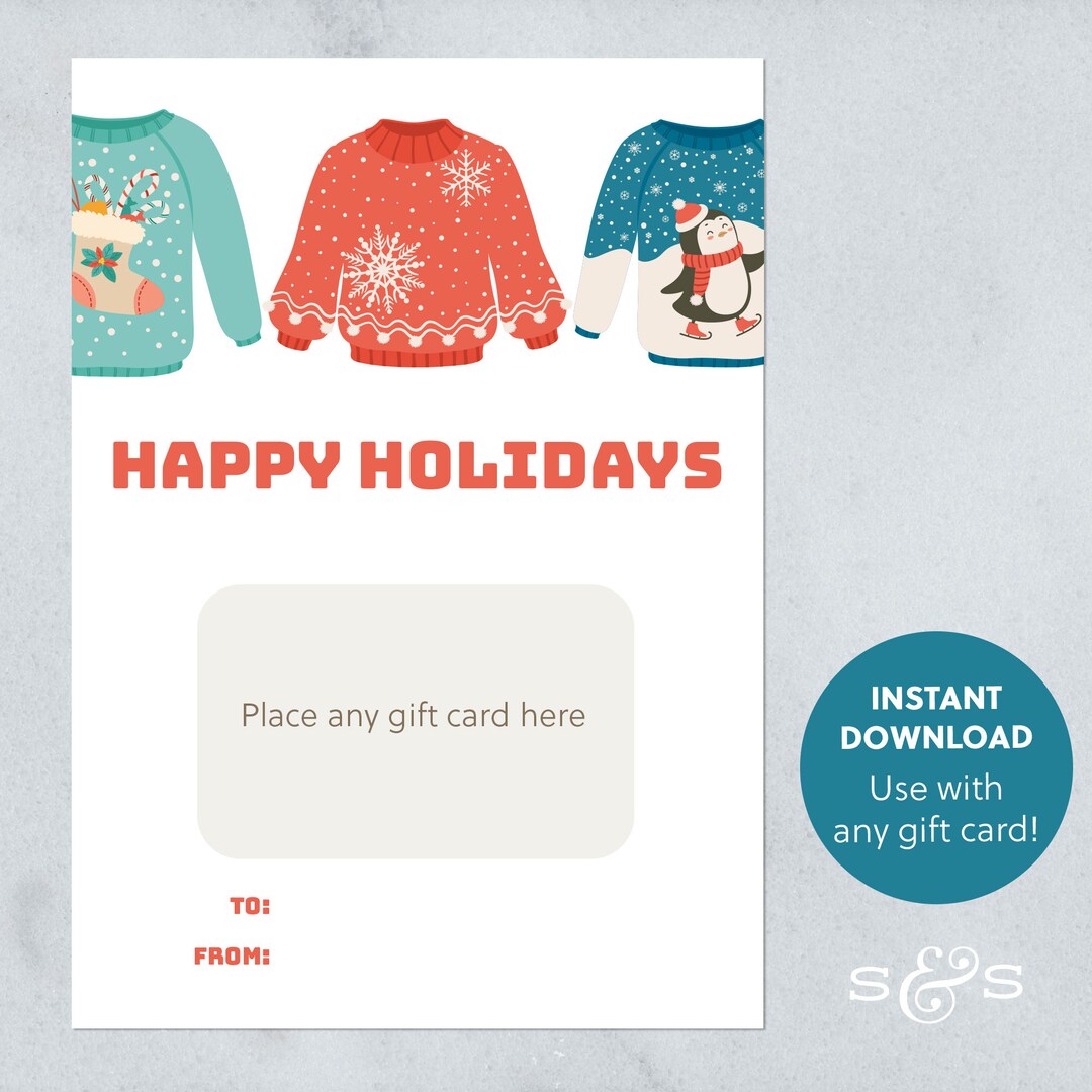 Happy Holidays "ugly Sweater" Gift Card Holder | Christmas Appreciation ...