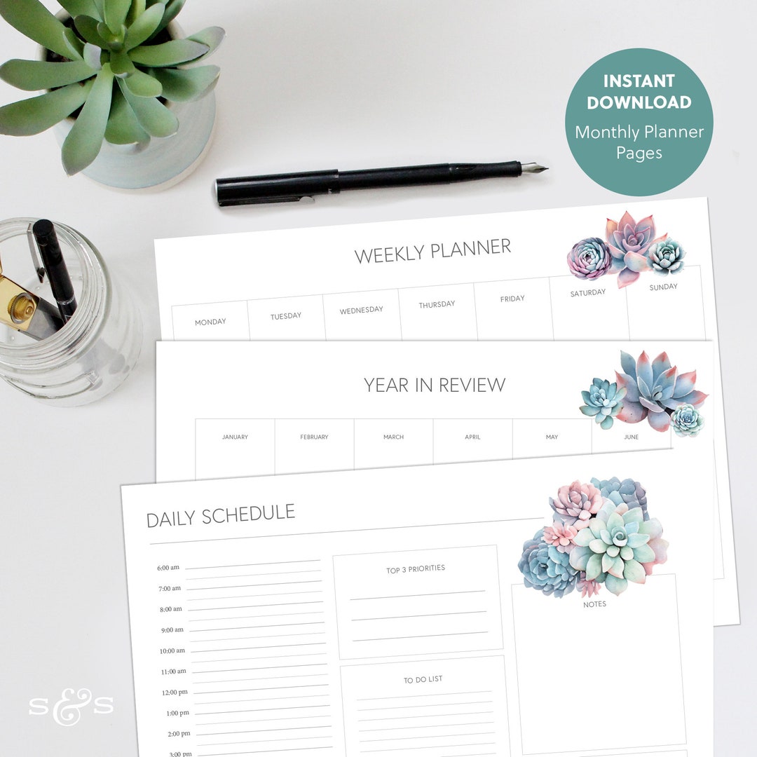 BUNDLE - Yearly, Monthly, Weekly, Daily Blank Calendar Planners ...