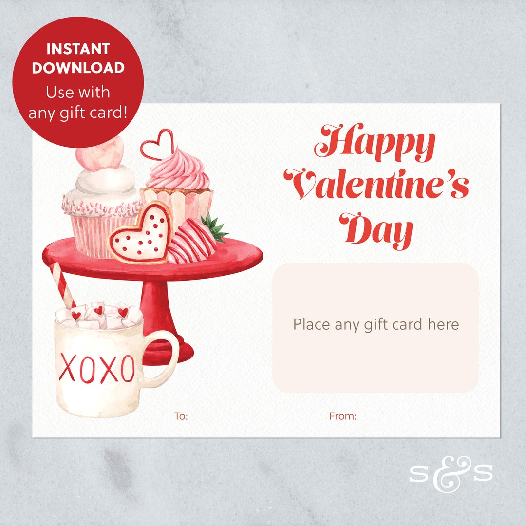 Happy Valentine's Day Gift Card Holder | Instant Printable Digital ...