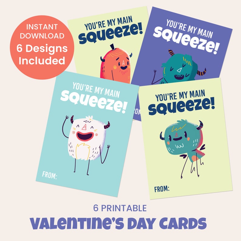 Kids Valentine's Day Pouch Cards | You're My Main Squeeze Applesauce ...