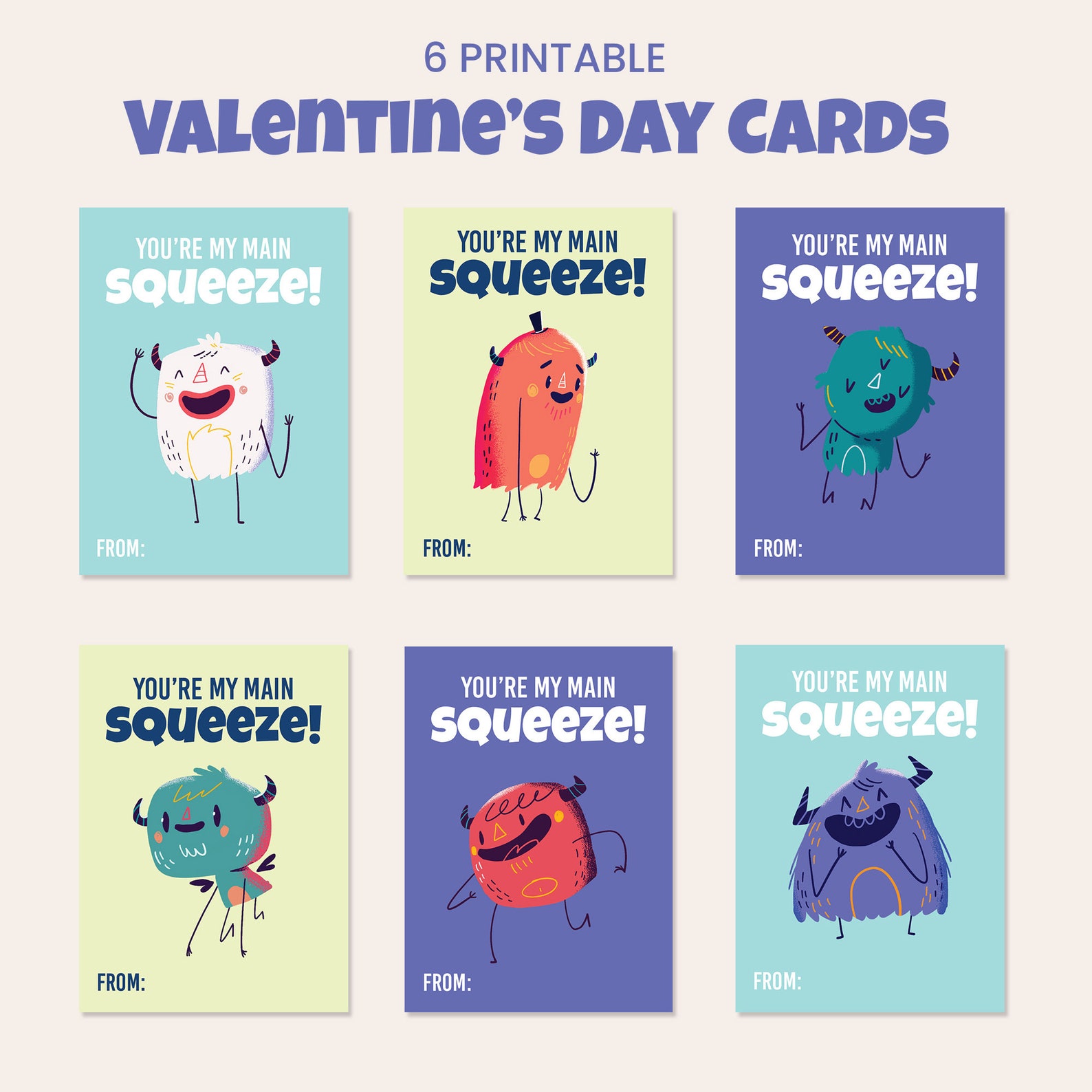 Kids Valentine's Day Pouch Cards | You're My Main Squeeze Applesauce ...