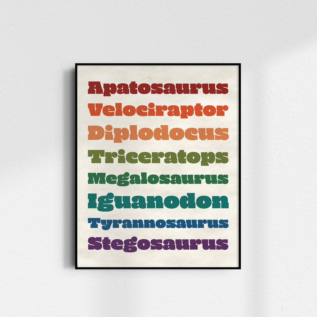 Dinosaur Names Wall Art | Nursery & Kids Room Decor | Printable Instant ...