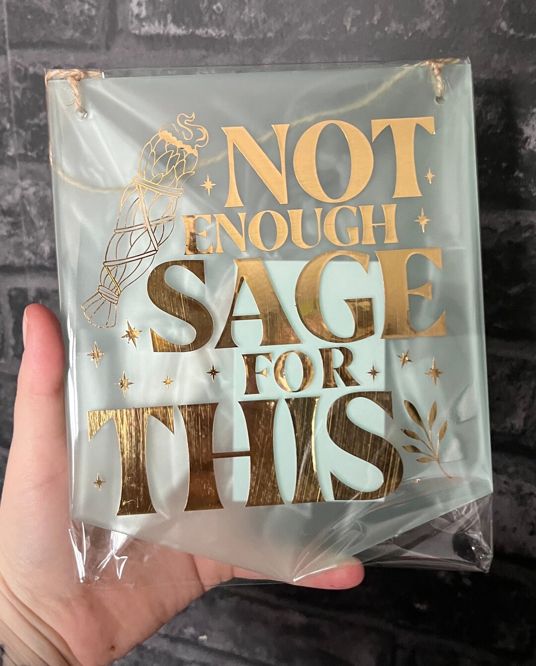 Sage Hanging Signs for House, Frosted Green and Gold - Etsy