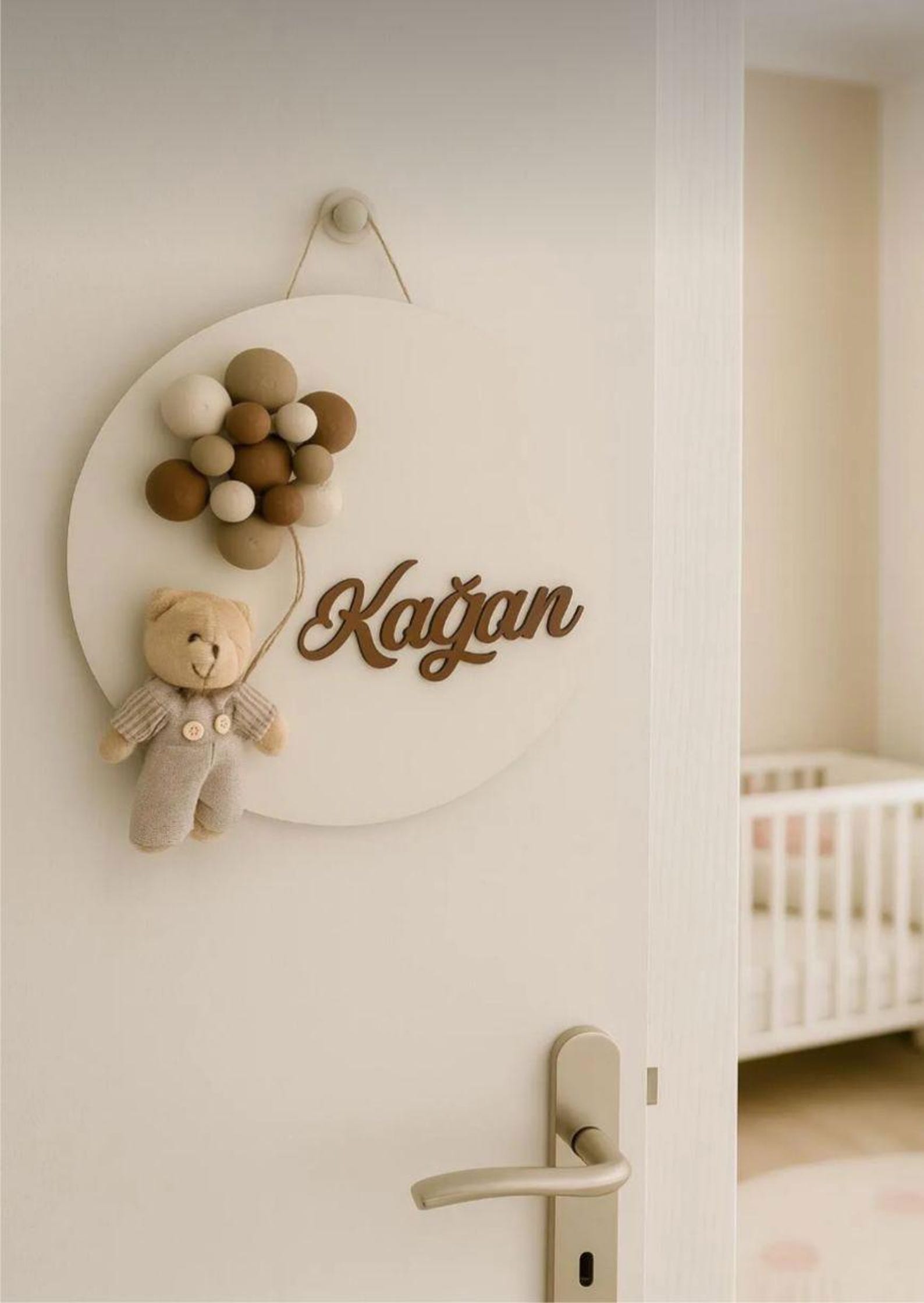 Custom Neutral Baby Door Sign, Personalized Nursery Name Plaque With ...