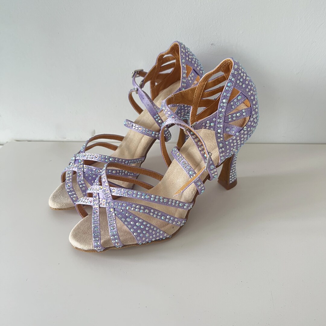 Latin Dance Shoes, Purple Salsa Bachata Shoes, .high Heel Dance Shoes ...