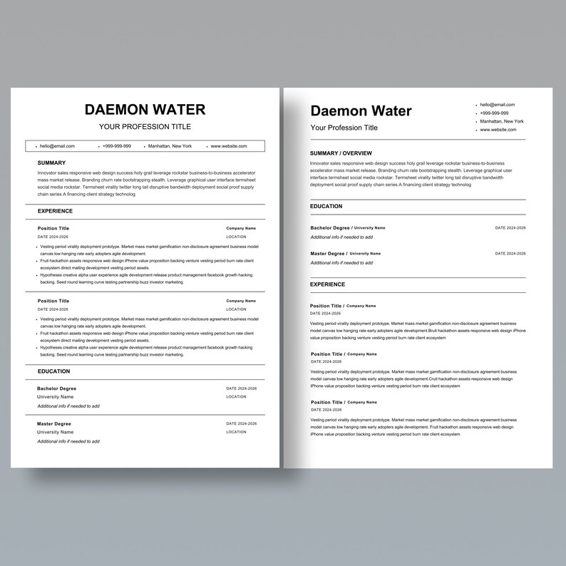 ATS Friendly Resume Template for Canva Resume and Cover Letter Template ...