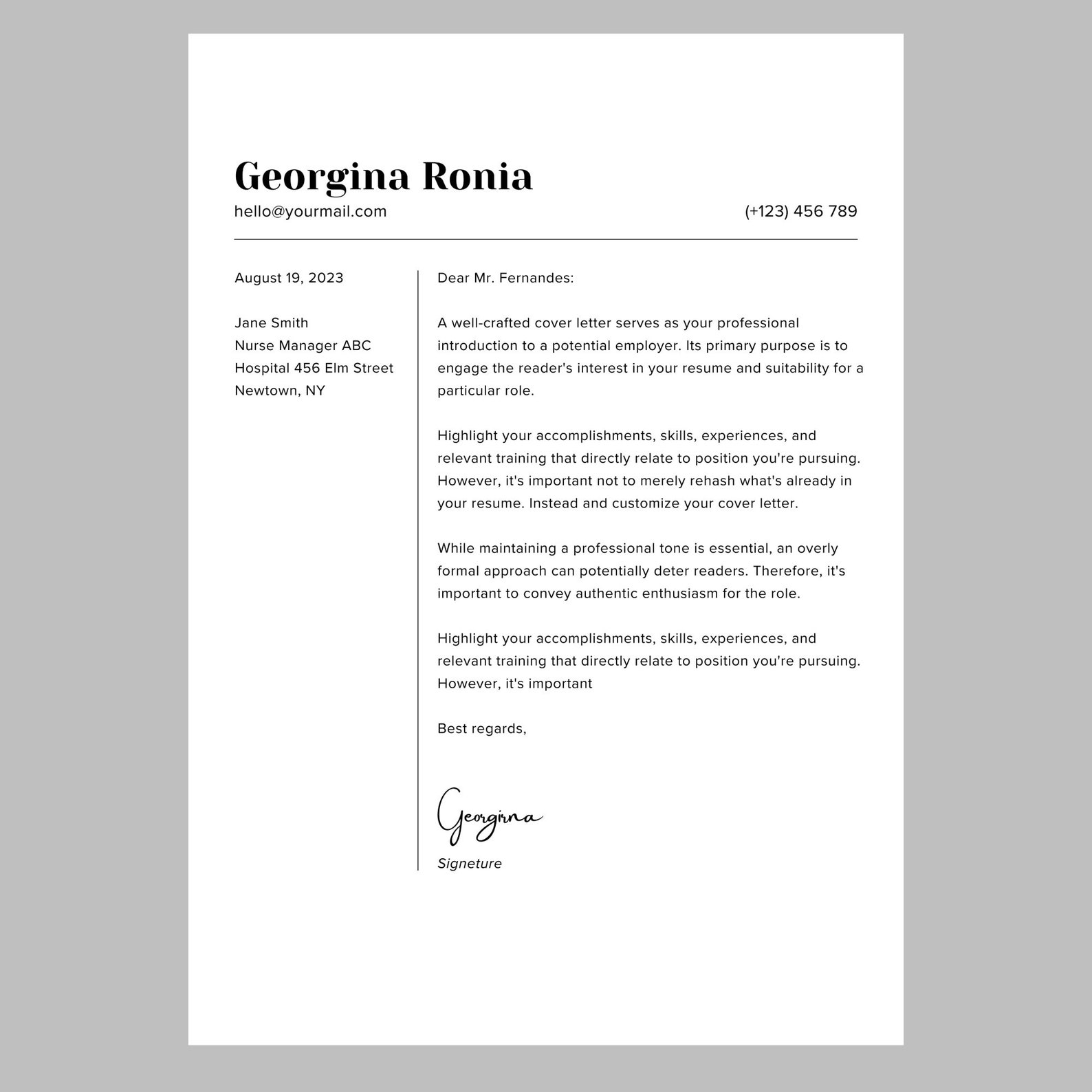 Nurse ATS Friendly Resume Template for Canva Resume and Cover Letter ...