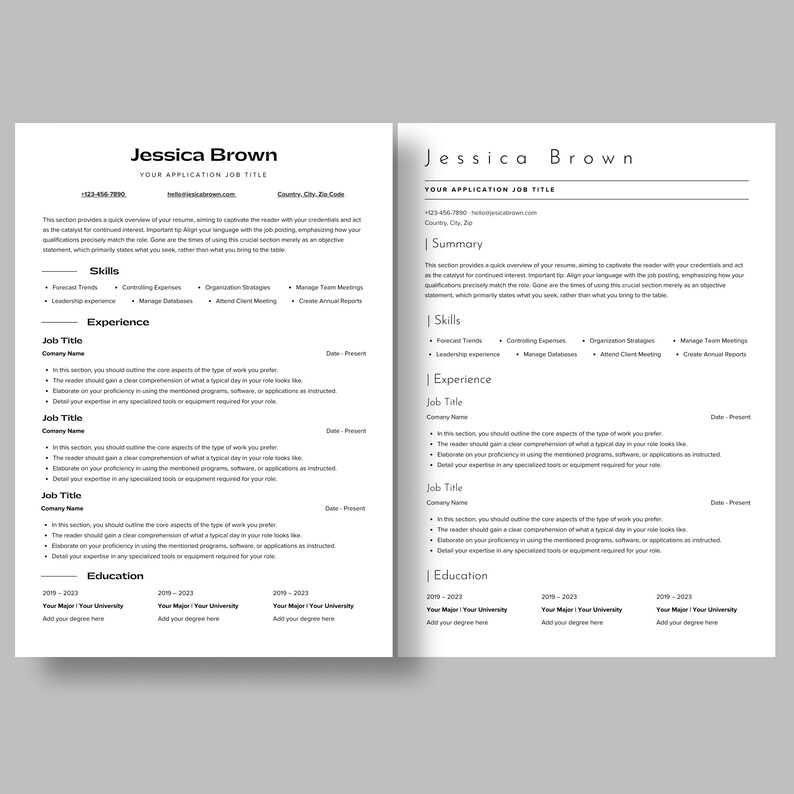 ATS Friendly Resume Template for Canva Resume and Cover Letter Template ...