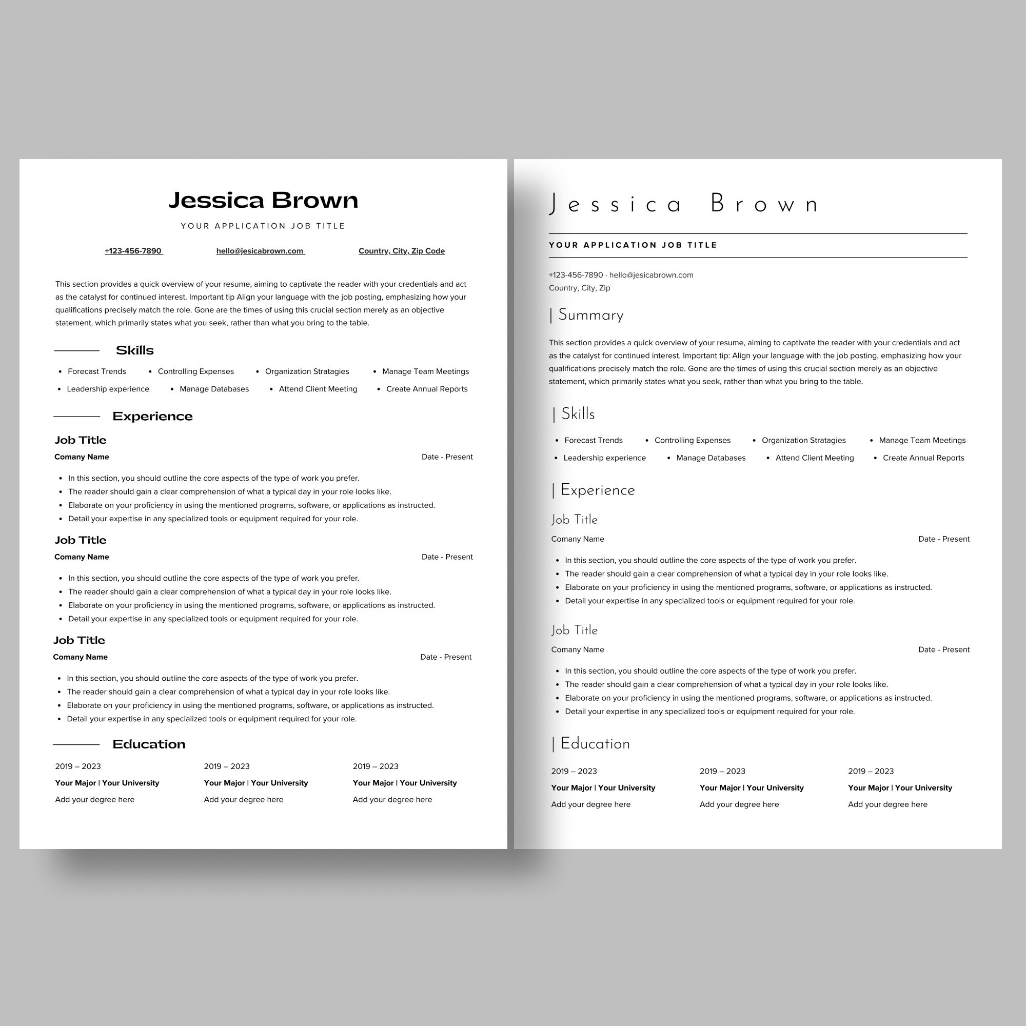 ATS Friendly Resume Template for Canva Resume and Cover Letter Template ...