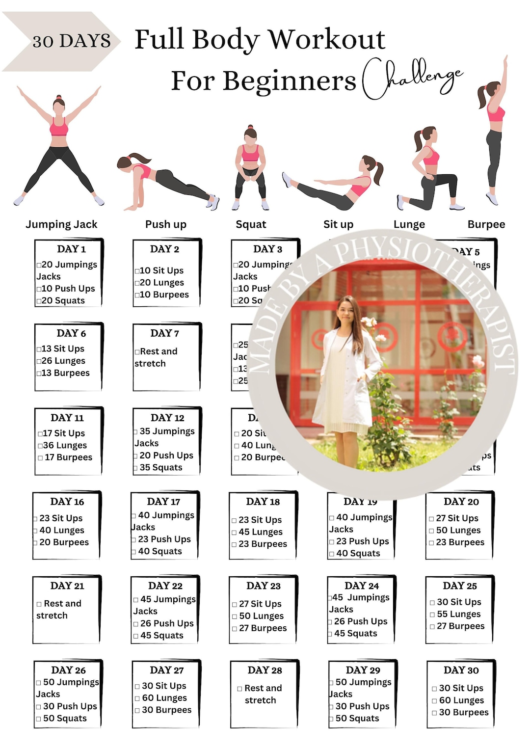 30 Day Full Body Workout Challenge for Beginner House Workout ...