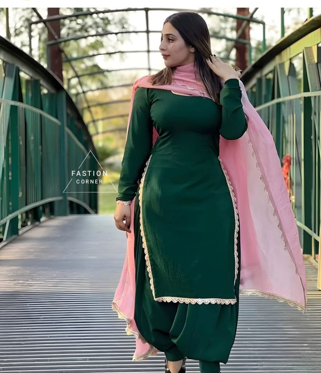 Handmade Designer Pink Green Salwar Kameez Punjabi Patiala Suit for Women s and Girls Custom Made Suits and Dresses Etsy