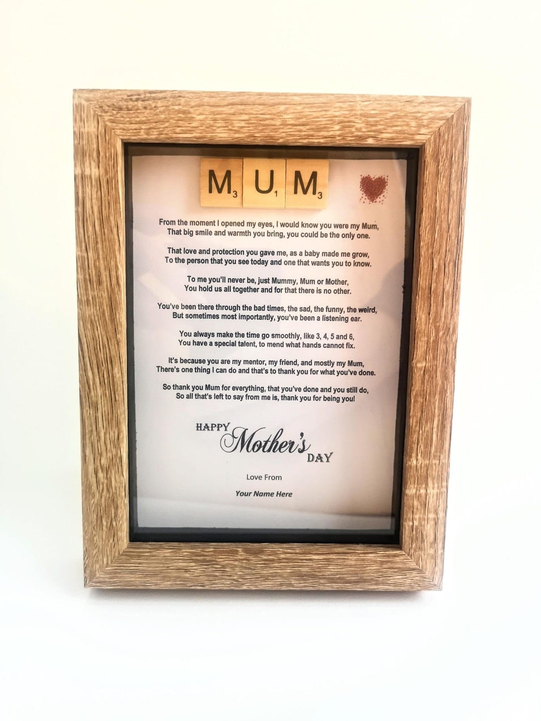 Personalized Scrabble Tile Poem - Framed Gift for Mum - Etsy UK