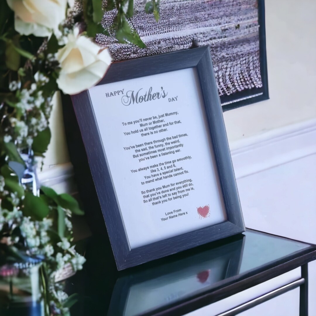 Personalised Poem in Frame Gift Christmas Mothers Fathers Day Birthday ...