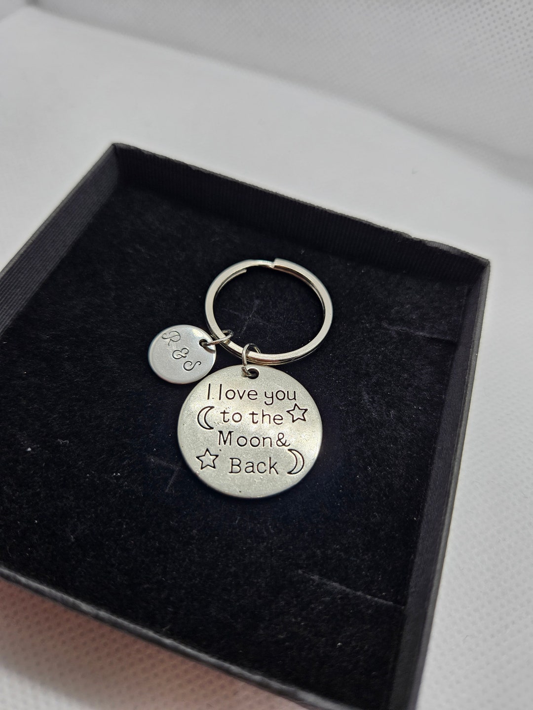 Personalized Stainless Steel Key Ring: Engraved Initial Charm - Etsy
