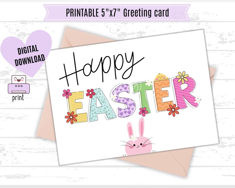 Printable Easter Card Printable Card 5x7 PDF JPG Instant Download - Etsy