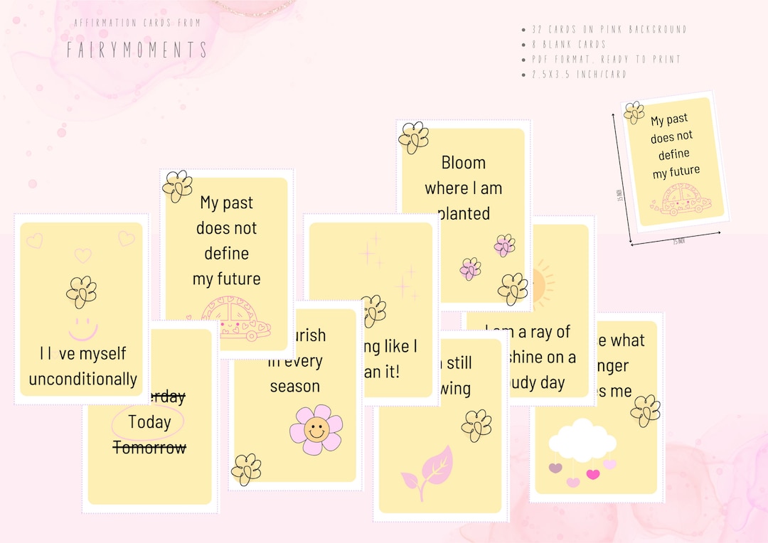Affirmations Printable Positive Quote Cards Self Love Cards Personal ...