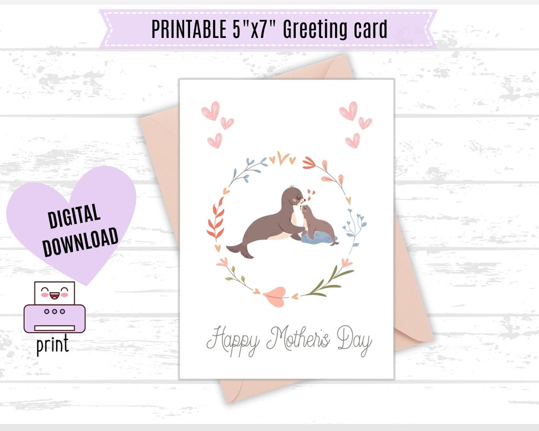 Printable Mother's Day Card Printable Card 5x7 PDF JPG Instant Download ...