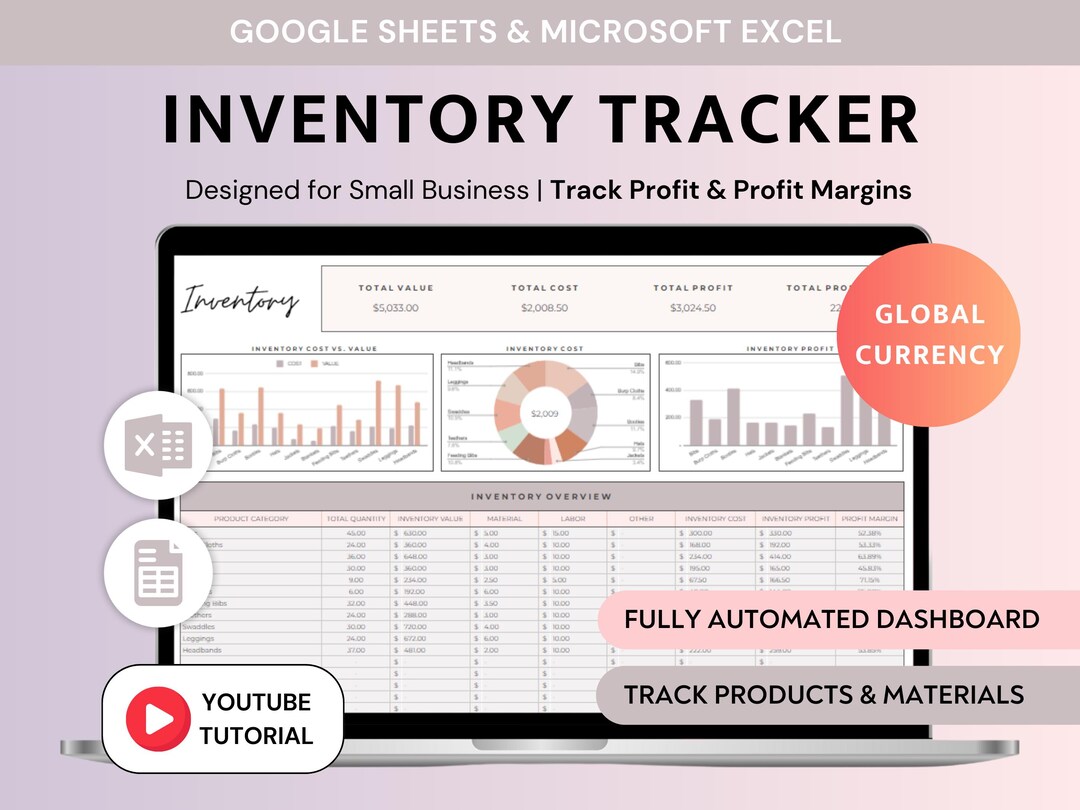 Excel Inventory Tracker Spreadsheet Google Sheets Small Business ...