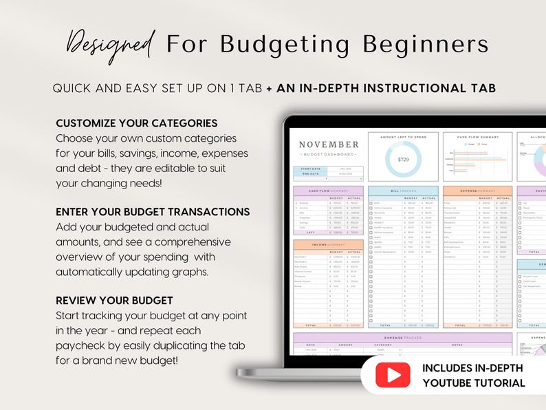 Budget Planner Excel Google Sheets Paycheck Budget Spreadsheet Expense ...