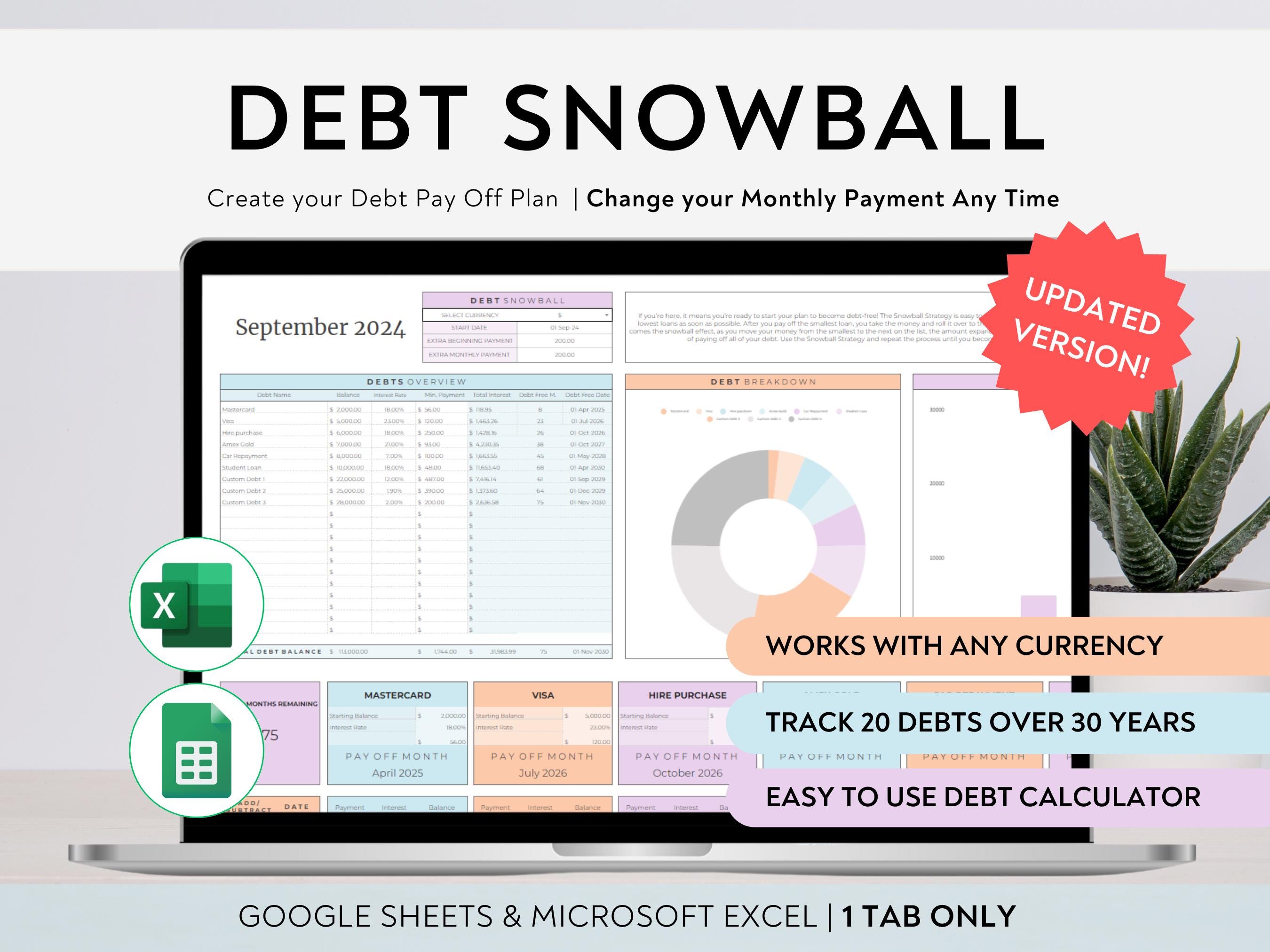 Debt Snowball Spreadsheet Excel Debt Payoff Planner Debt Snowball ...