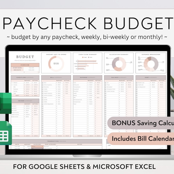 Paycheck Bill Spreadsheet Excel - Etsy