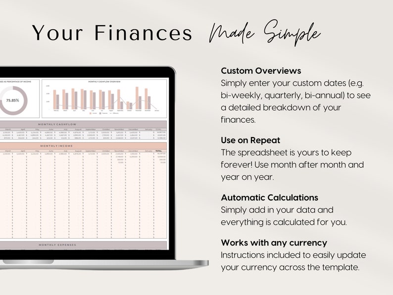 Income and Expense Tracker | Excel & Google Sheets Template | Digital ...