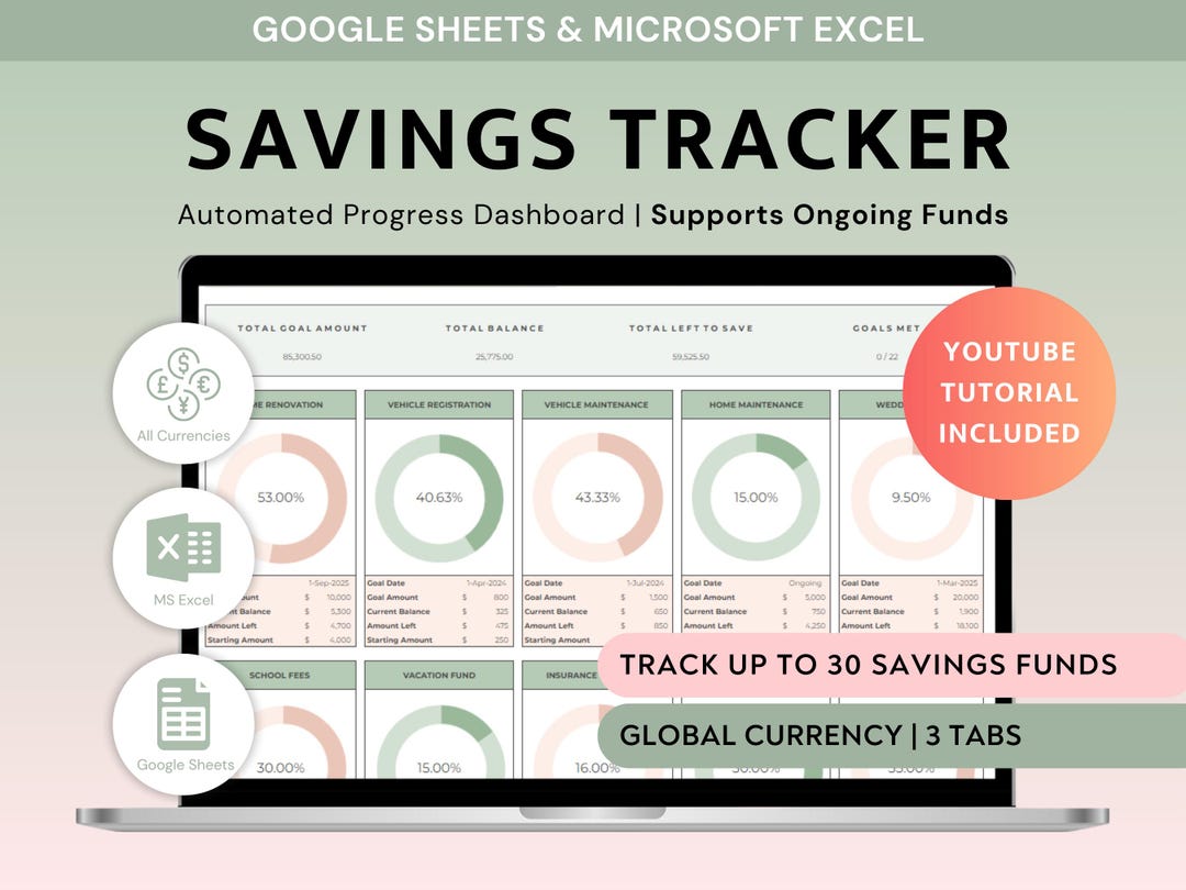 Savings Tracker Spreadsheet Excel Sinking Funds Tracker Google Sheets ...