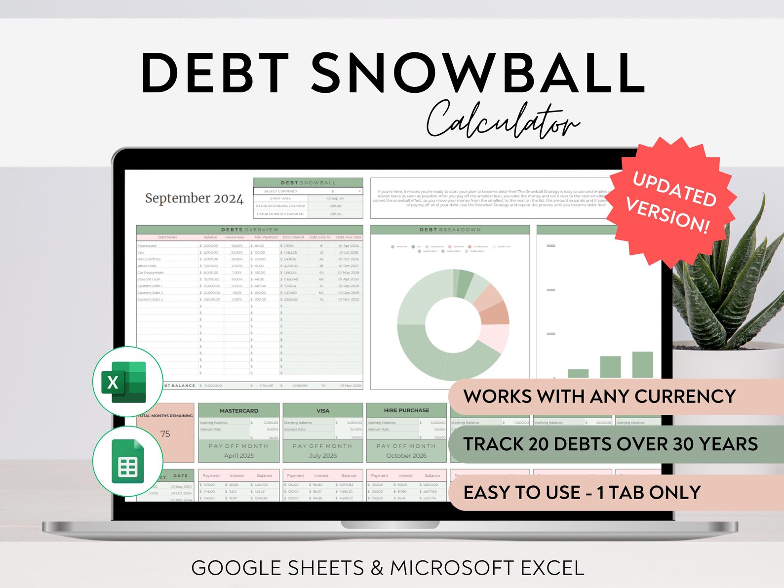 Debt Snowball Spreadsheet Excel Debt Payoff Spreadsheet Debt Snowball ...