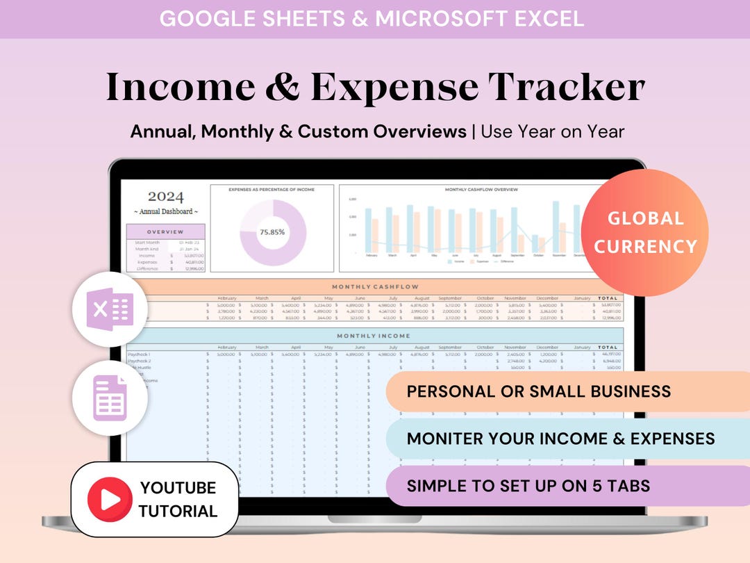 Income and Expense Tracker Spreadsheet Excel Expense Tracker Google ...