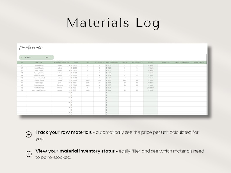 Small Business Inventory Tracker Spreadsheet Google Sheets & Excel ...