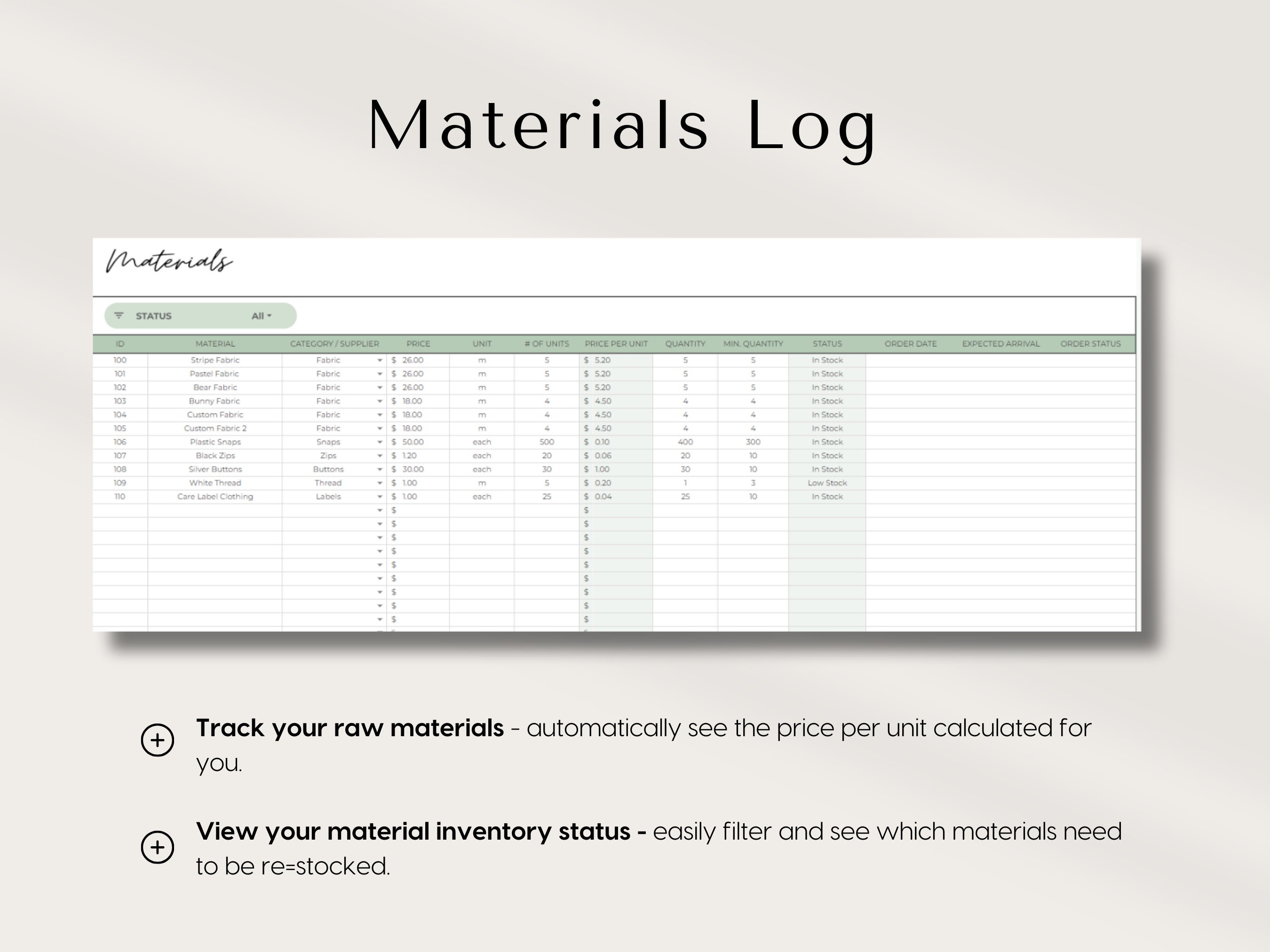 Inventory Tracker Spreadsheet for Google Sheets Small Business ...