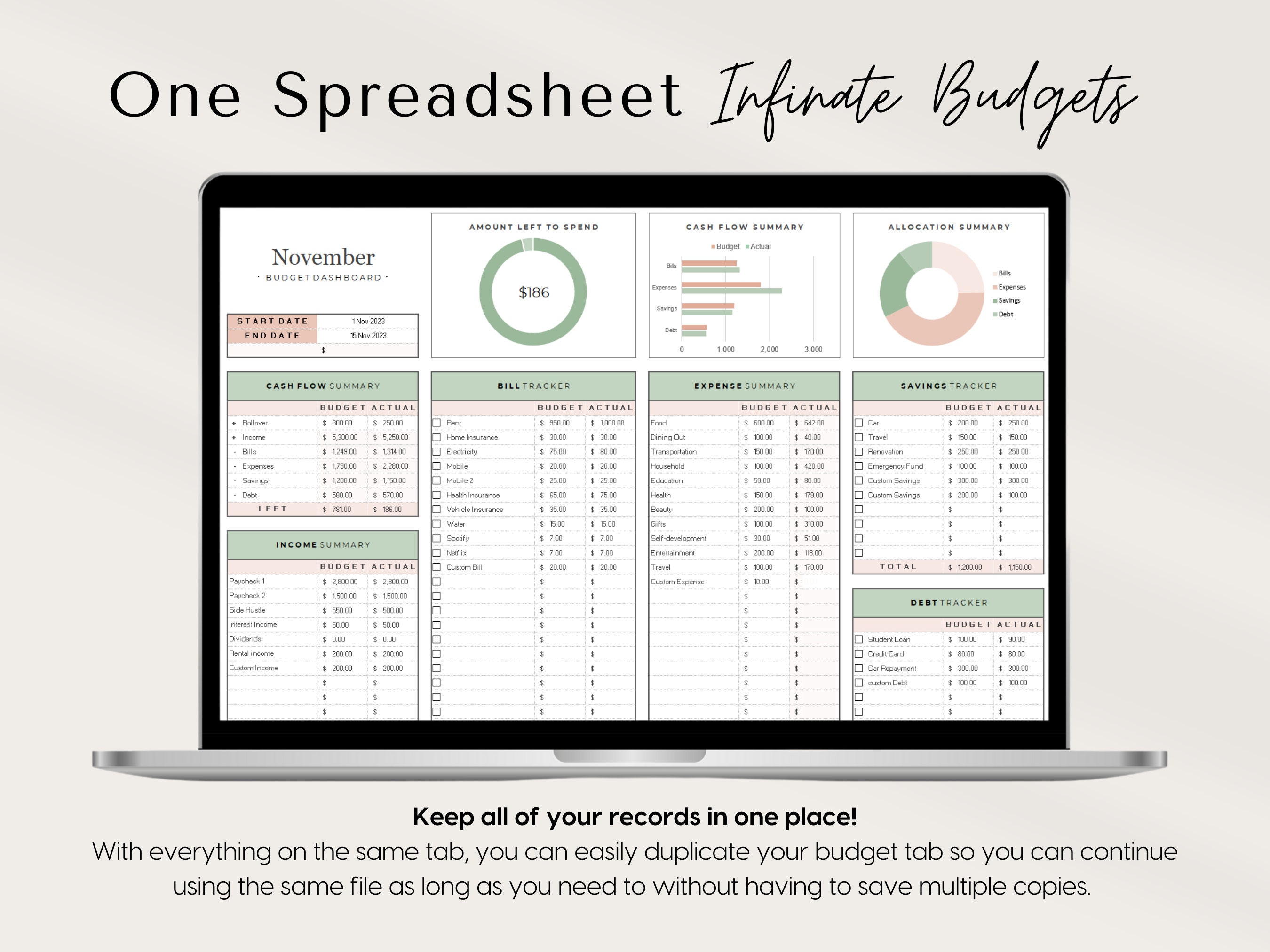 Budget Planner Excel Budget by Paycheck Google Sheets Spreadsheet ...