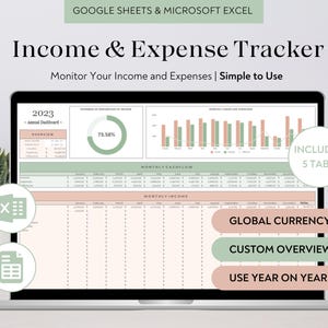 Income and Expense Tracker Excel Spreadsheet Google Sheets Small ...
