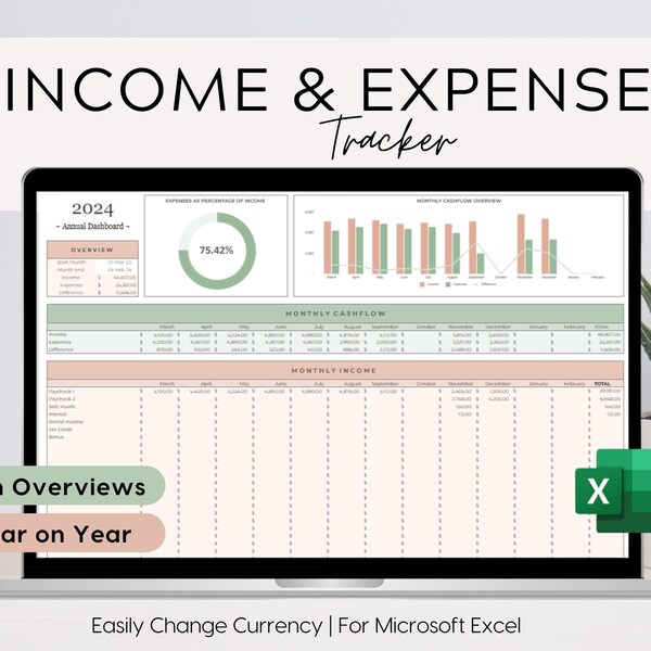Income and Expense Tracker Worksheet - Etsy