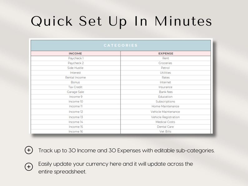 Income and Expense Tracker Spreadsheet Excel Monthly Budget Personal ...